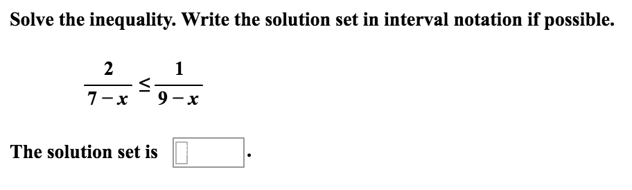 Solved Solve the inequality. Write the solution set in | Chegg.com