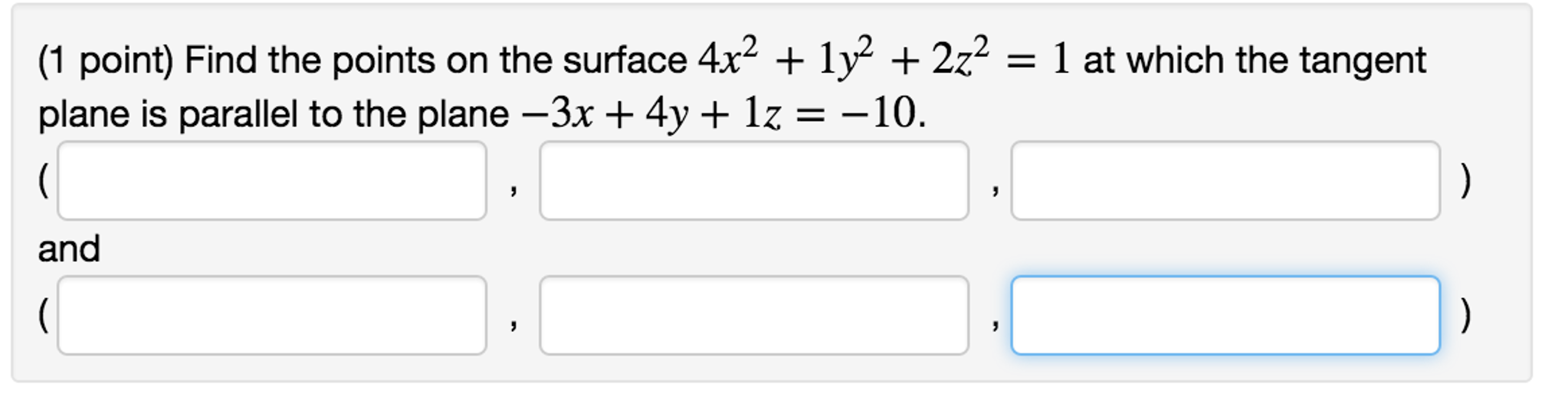 Solved Find the points on the surface 4x^2 + 1y^2 + 2z^2 = 1 | Chegg.com