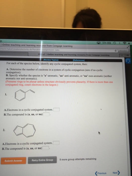 Solved For each of the species below, identify any cyclic | Chegg.com