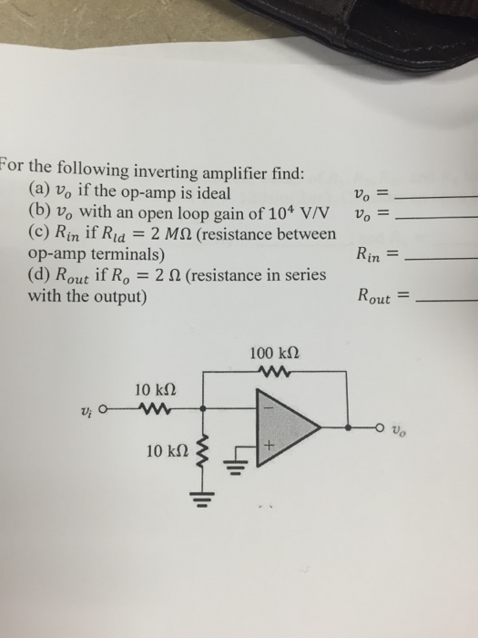 Solved For the following inverting amplifier find vo (ideal | Chegg.com