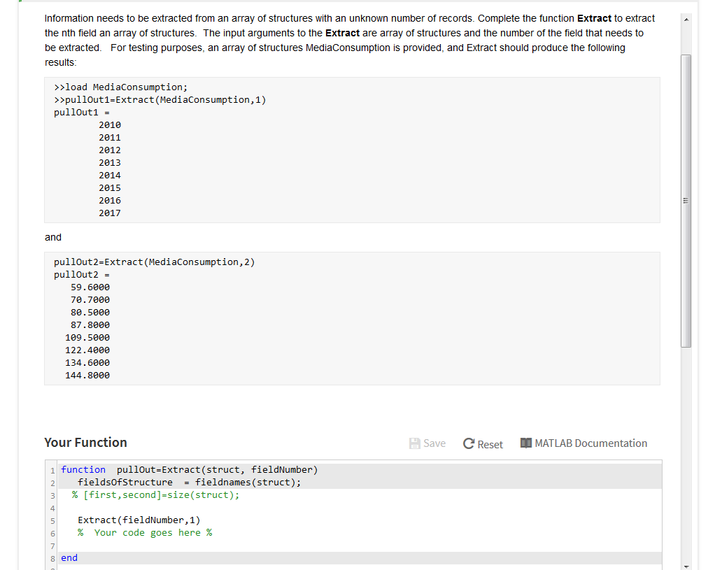 Information needs to be extracted from an array of | Chegg.com