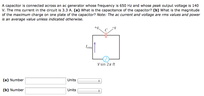 Solved A capacitor is connected across an ac generator whose | Chegg.com