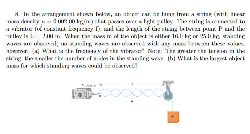 Solved In the arrangement shown below, an object can be hung | Chegg.com