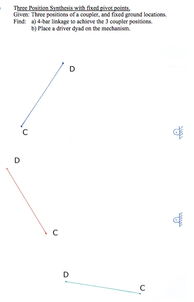 Solved Three Position Synthesis with fixed pivot points | Chegg.com