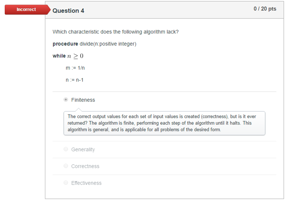 Solved Incorrect Question 2 0/ 20 pts Which of these | Chegg.com