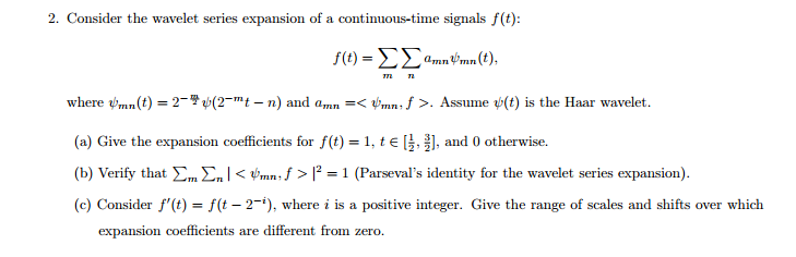 Consider the wavelet series expansion of a | Chegg.com