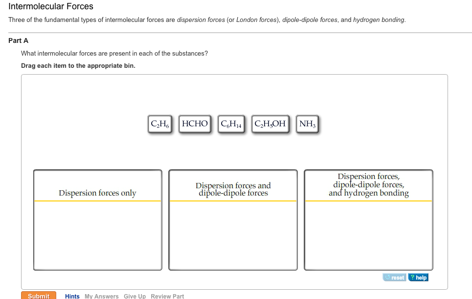 Solved Intermolecular Forces Three of the fundamental types | Chegg.com
