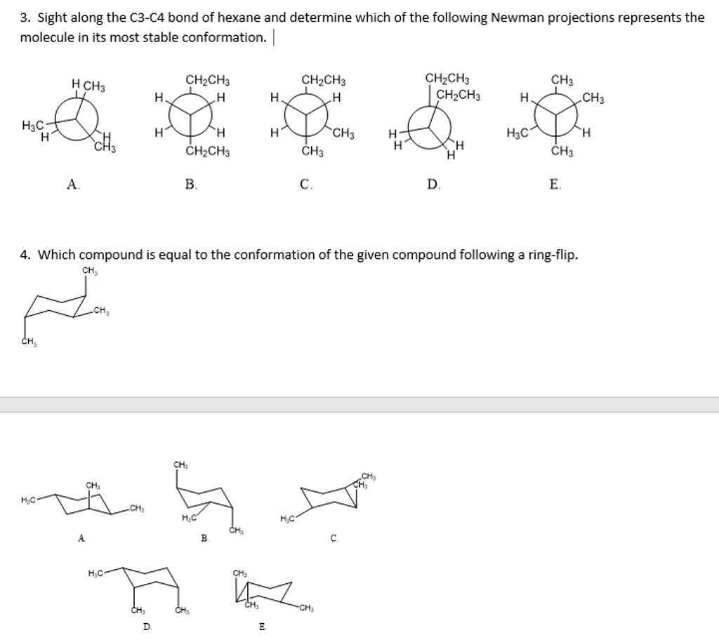 Solved Sight along the C3-C4 bond of hexane and determine | Chegg.com