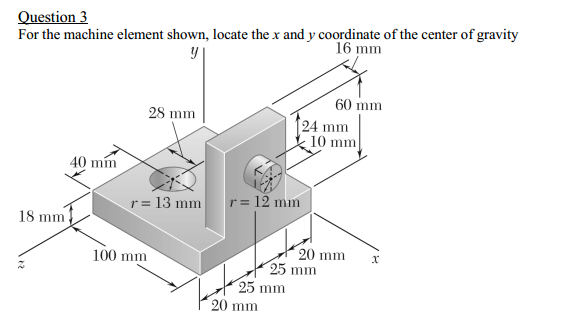 Solved Question 3 For the machine element shown, locate the | Chegg.com