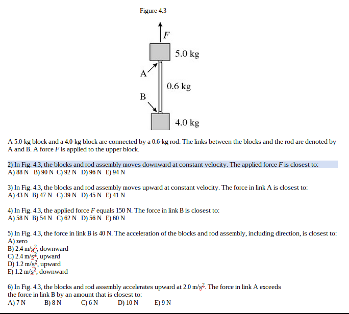 A 5.0-kg block and a 4.0-kg block are connected by a | Chegg.com