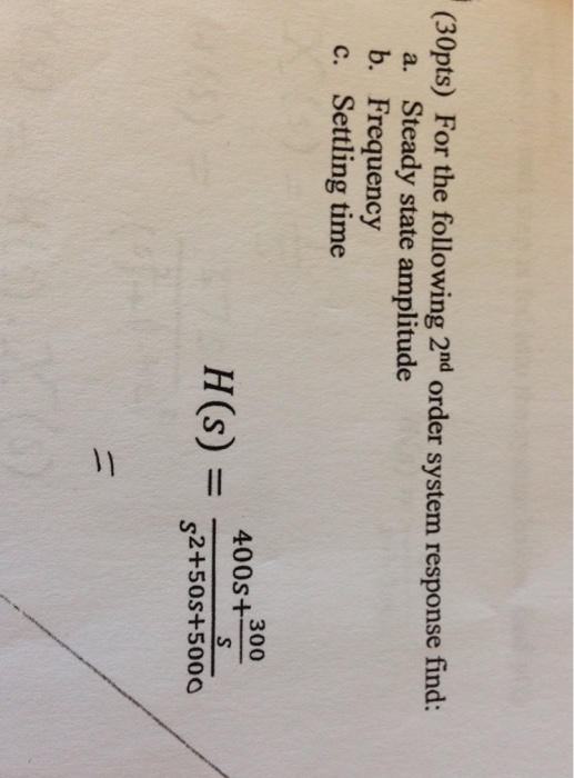 Solved For the following 2^nd order system response find: | Chegg.com