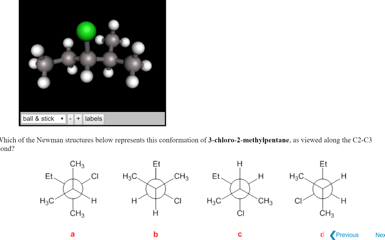 Solved Which of the Newman structures below represents | Chegg.com