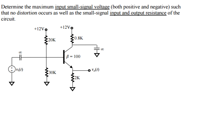 Solved Determine the maximum input small-signal voltage | Chegg.com