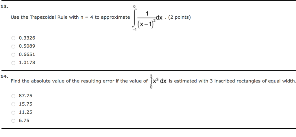 Solved Use the Trapezoidal Rule with n = 4 to approximate | Chegg.com