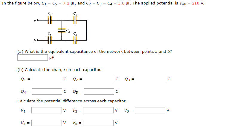 Solved In the figure below, C1-C5 = 7.2 and C2-C3 = C4 = 3.6 | Chegg.com