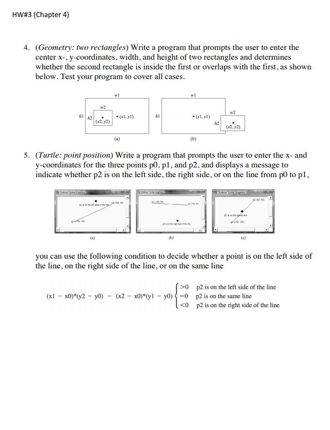 Solved HW#3 (Chapter 4) 4. (Geometry: two rectangles) Write | Chegg.com
