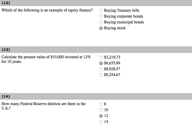 Solved (12) Which of the following is an example of equity | Chegg.com