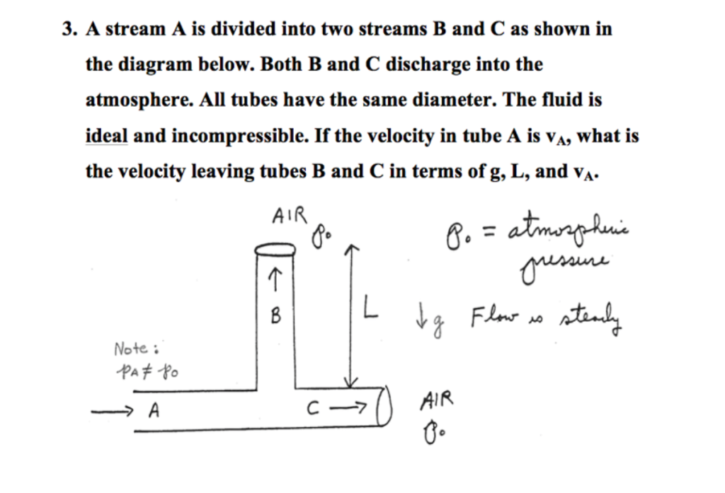 Solved A stream A is divided into two streams B and C as | Chegg.com