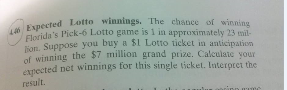 Solved Expected Lotto winnings. The chance of winning | Chegg.com