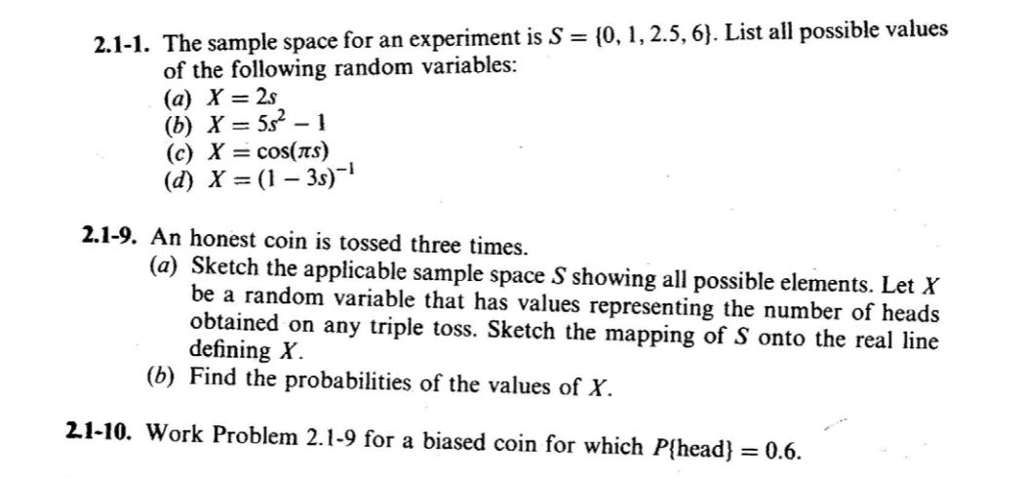 Solved 2.1-1. The sample space for an experiment is S = {0, | Chegg.com