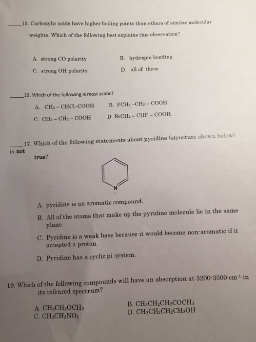 Solved Carboxylic acids have higher boiling points than | Chegg.com