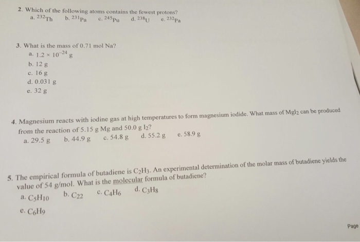 Solved Which of the following atoms contains the fewest | Chegg.com