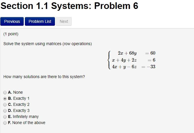 Solved Section 1 1 Systems Problem 6 Previous Problem List