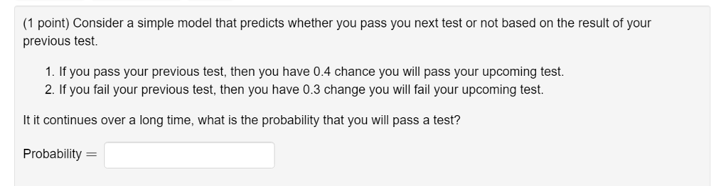 Solved Consider a simple model that predicts whether you | Chegg.com