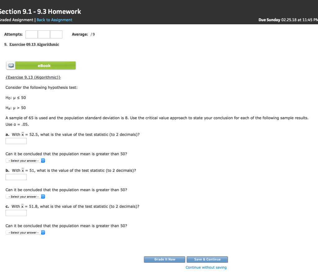 Solved ection 9.1-9.3 Homework raded Assignment | Back to | Chegg.com