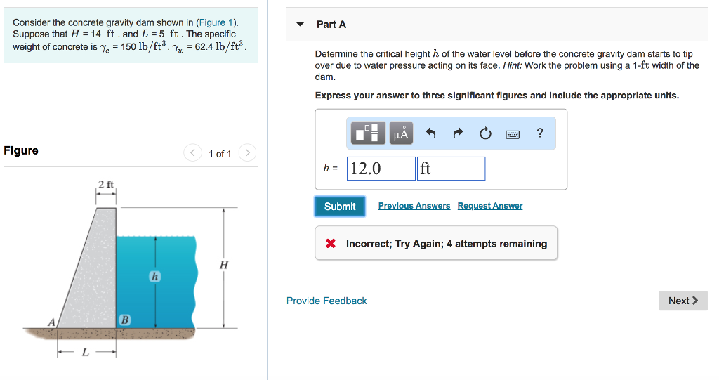 Solved Consider the concrete gravity dam shown in (Figure 1) | Chegg.com