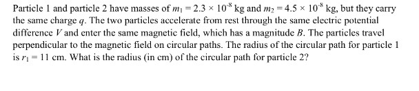 Solved Particle 1 and particle 2 have masses of m1 = 2.3 x | Chegg.com