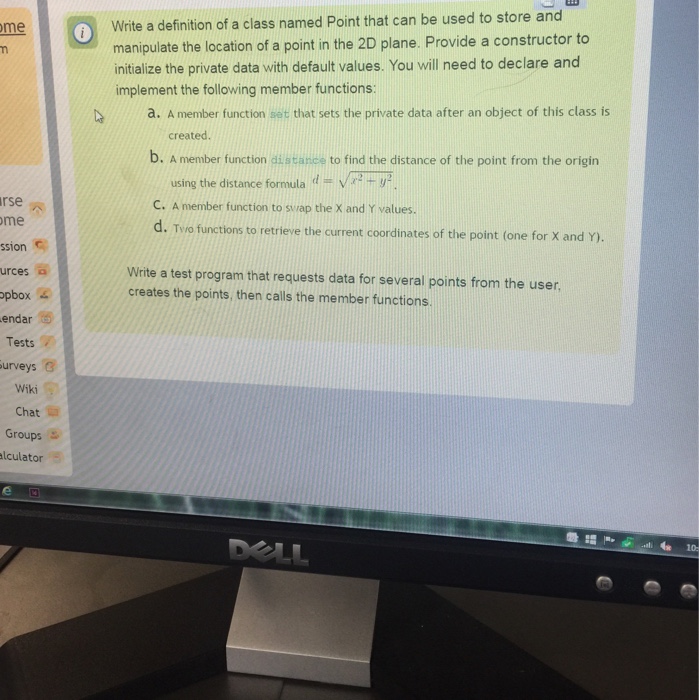 Solved Write a definition of a class named Point that can be | Chegg.com Solved Write a definition of a class named Point that can be | Chegg.com