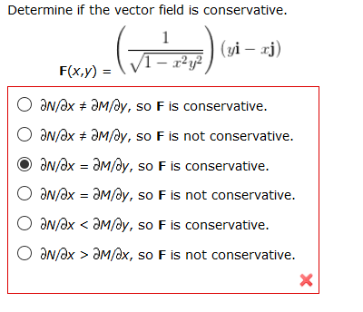 Solved Determine if the vector field is conservative. F(x, | Chegg.com