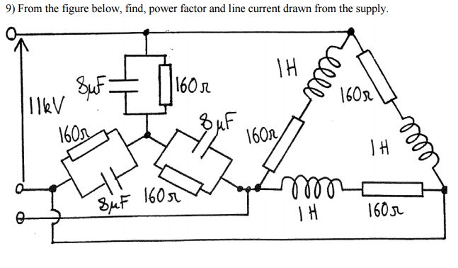 Solved From the figure below, find, power factor and line | Chegg.com