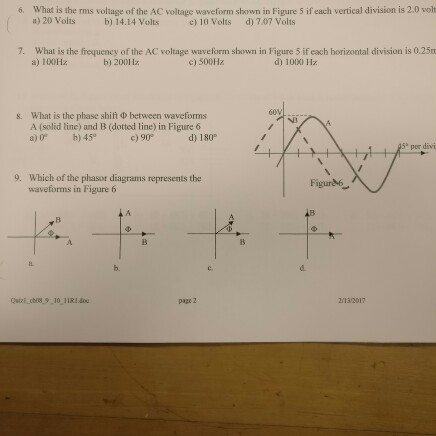 6, What is the rms voltage of the AC voltage waveform | Chegg.com