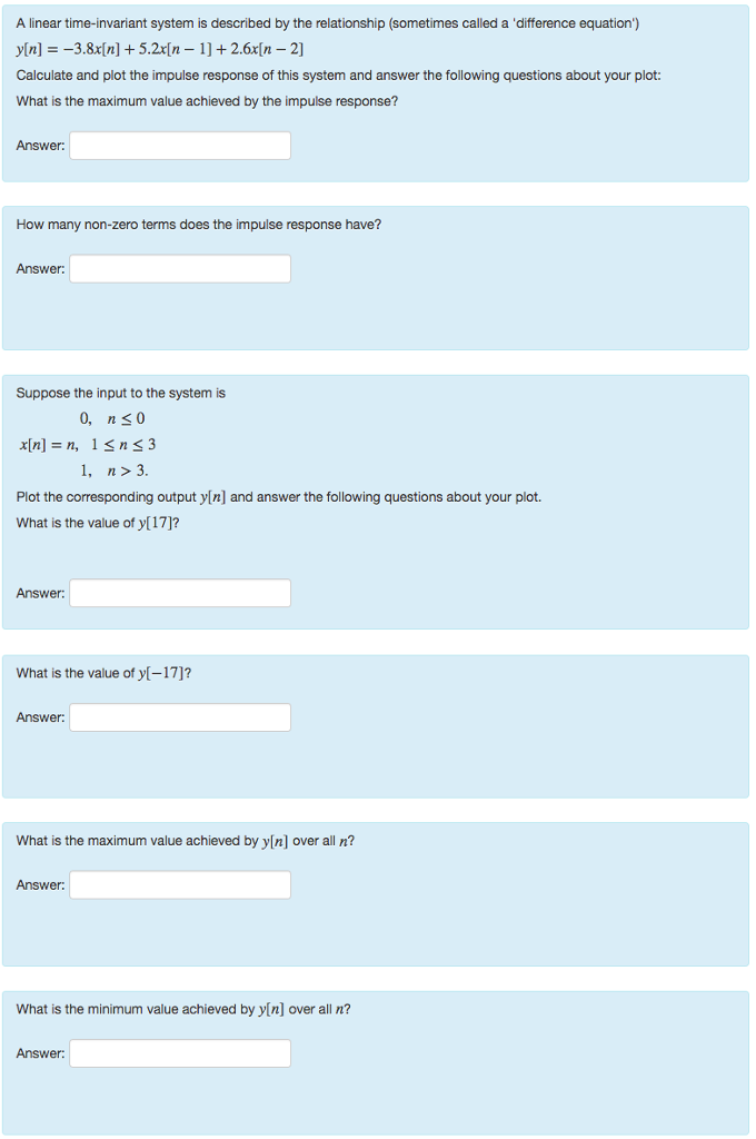 Solved A linear time-invariant system is described by the | Chegg.com
