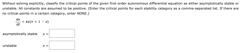 Solved Without solving explicitly, classify the critical | Chegg.com