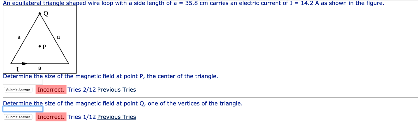 Solved An equilateral triangle shaped wire loop with a side | Chegg.com
