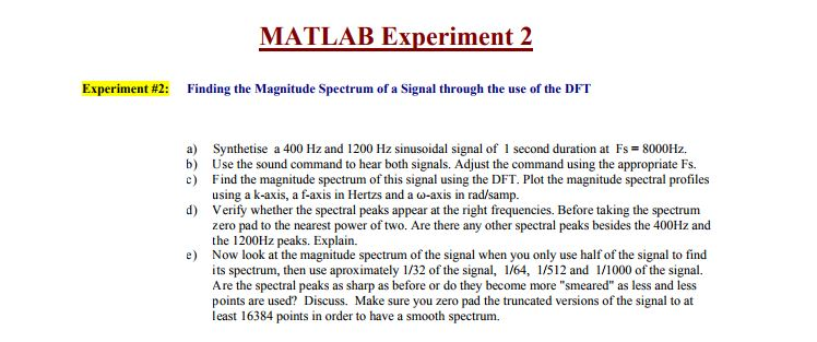 Solved Finding The Magnitude Spectrum Of A Signal Through