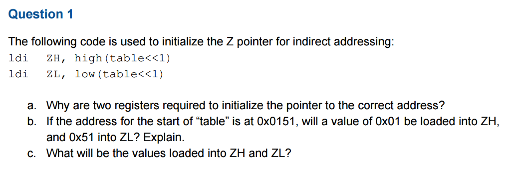 Solved The following code is used to initialize the Z | Chegg.com