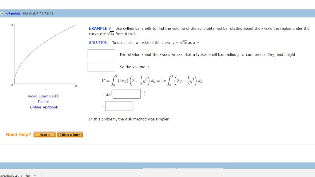 Solved: -4 Points SEssCalc1 7.3 AE.03 31 EXAMPLE 3 Use Cyl... | Chegg.com