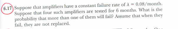 Solved Suppose that amplifiers have a constant failure rate | Chegg.com
