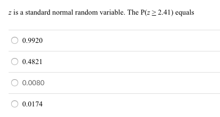Solved z is a standard normal random variable. That P(z | Chegg.com
