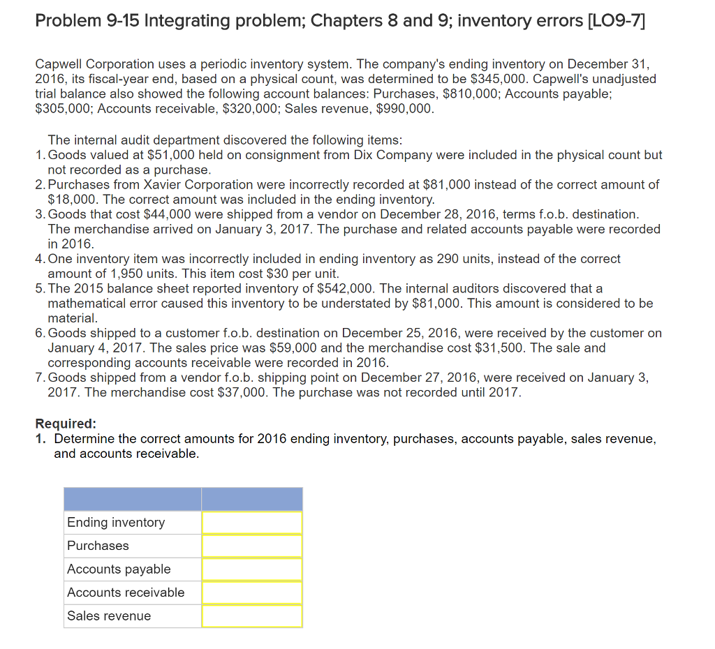Solved Problem 9-15 Integrating problem; Chapters 8 and 9, | Chegg.com