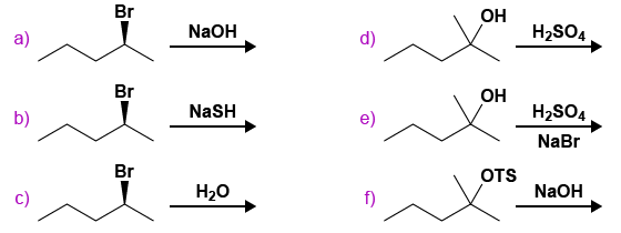 Solved Br OH Br NaSH e) b) NaBr OTS Br NaOH H20 c) | Chegg.com