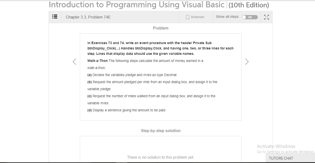 Solved Write an event procedure with the header Private Sub | Chegg.com