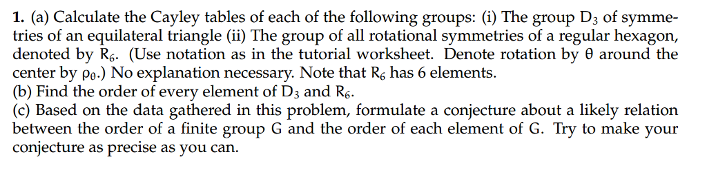 Solved Calculate the Cayley tables of each of the following | Chegg.com