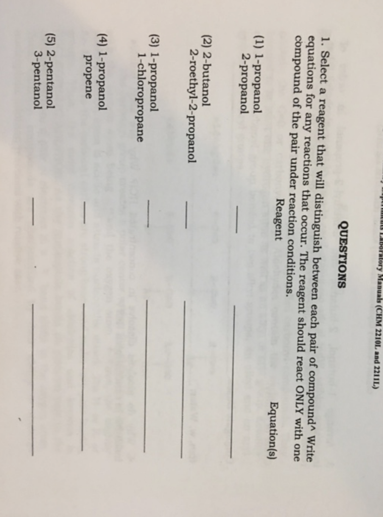 Solved Laboratory Manuals (CHM 2210L and 2211L) QUESTIONS 1. | Chegg.com