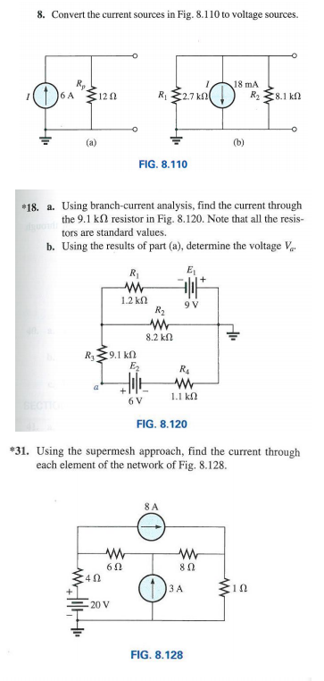 Solved Convert the current sources in Fig. 8.110 to voltage | Chegg.com