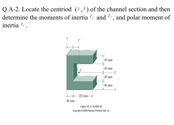 Solved Locate the centroid (bar x, bar y) of the channel | Chegg.com